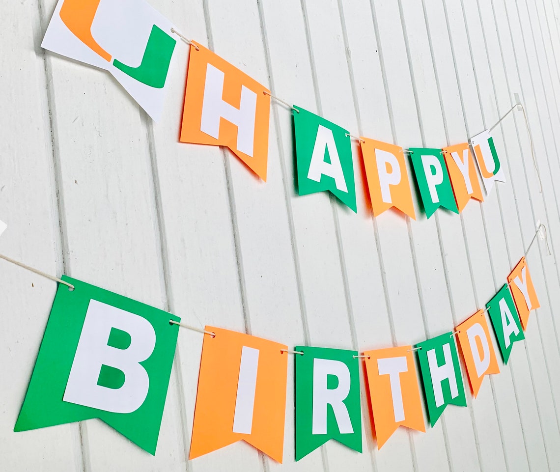 University of Miami Banner, Hurricanes Birthday Banner, Football ...