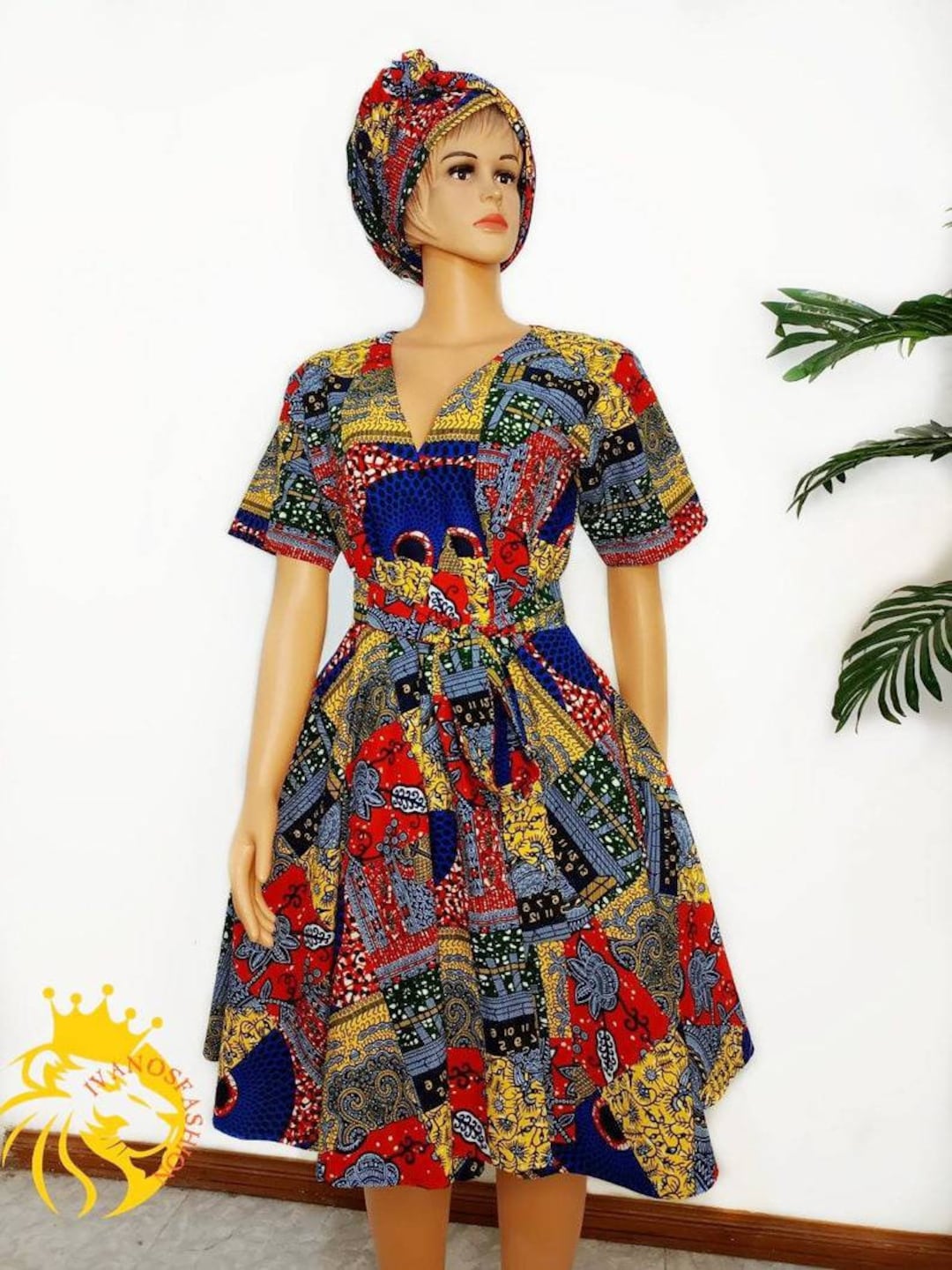 African Patchwork Wrap Dress African Print Wrap Dress - Etsy