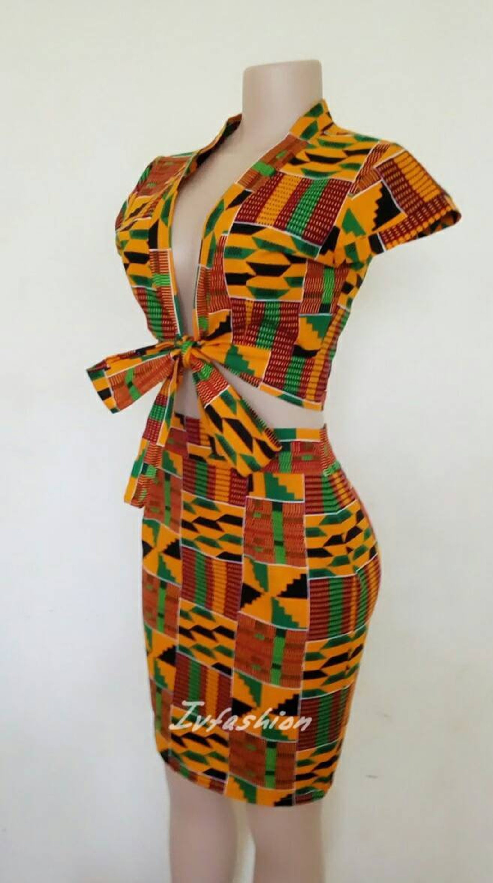 African Crop Top With a Pencil Midi Skirt African Clothing | Etsy