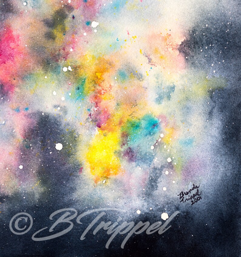 Nebula Beyond the Stars -- Celestial Galaxy Space Watercolor Print From ...