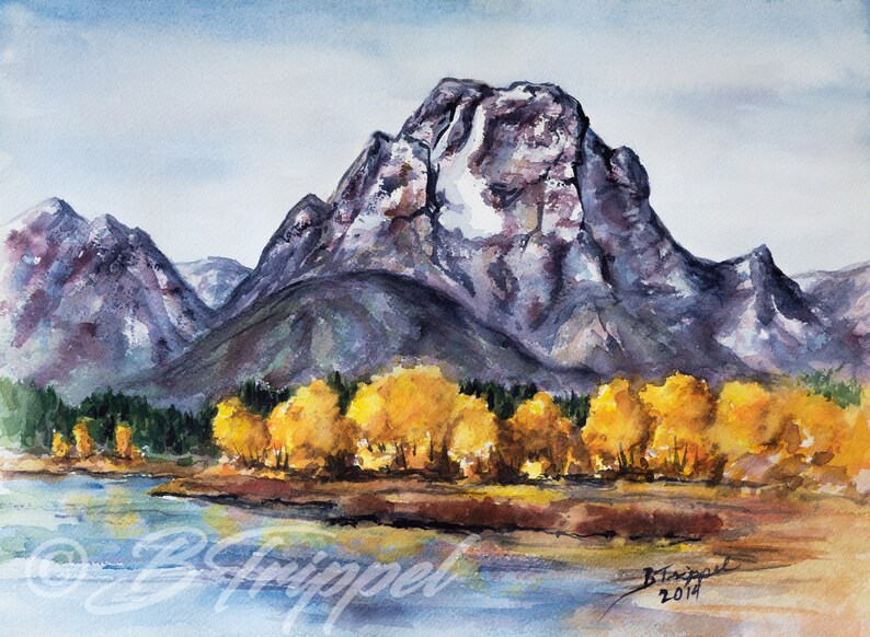 Autumn Colors of Mount Moran (grand Tetons) -- Mountain Landscape ...