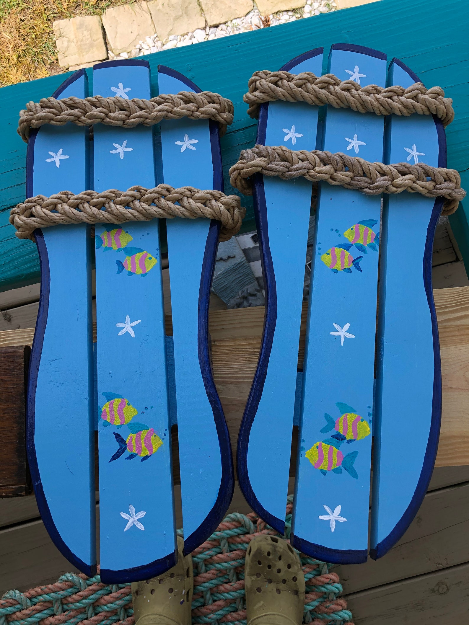 Flip Flop Shutters/wall Hanging Hand Painted Additional Art Options - Etsy