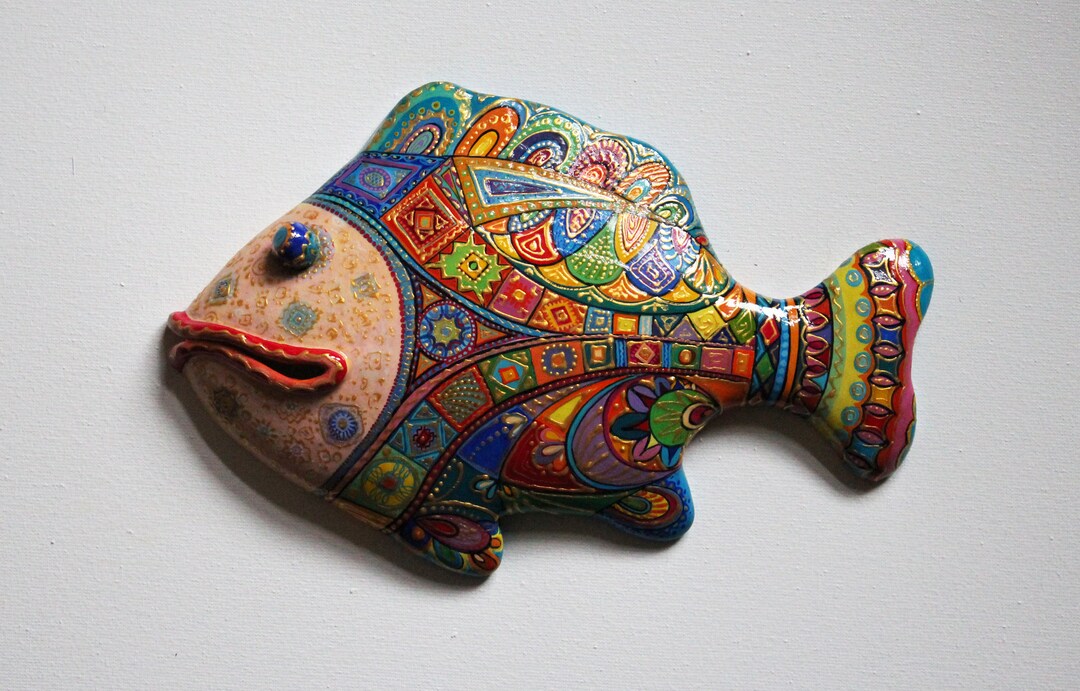 Decor Fish Wall, Decorative Fish Painted by Hand, Fish Wall Hanging ...