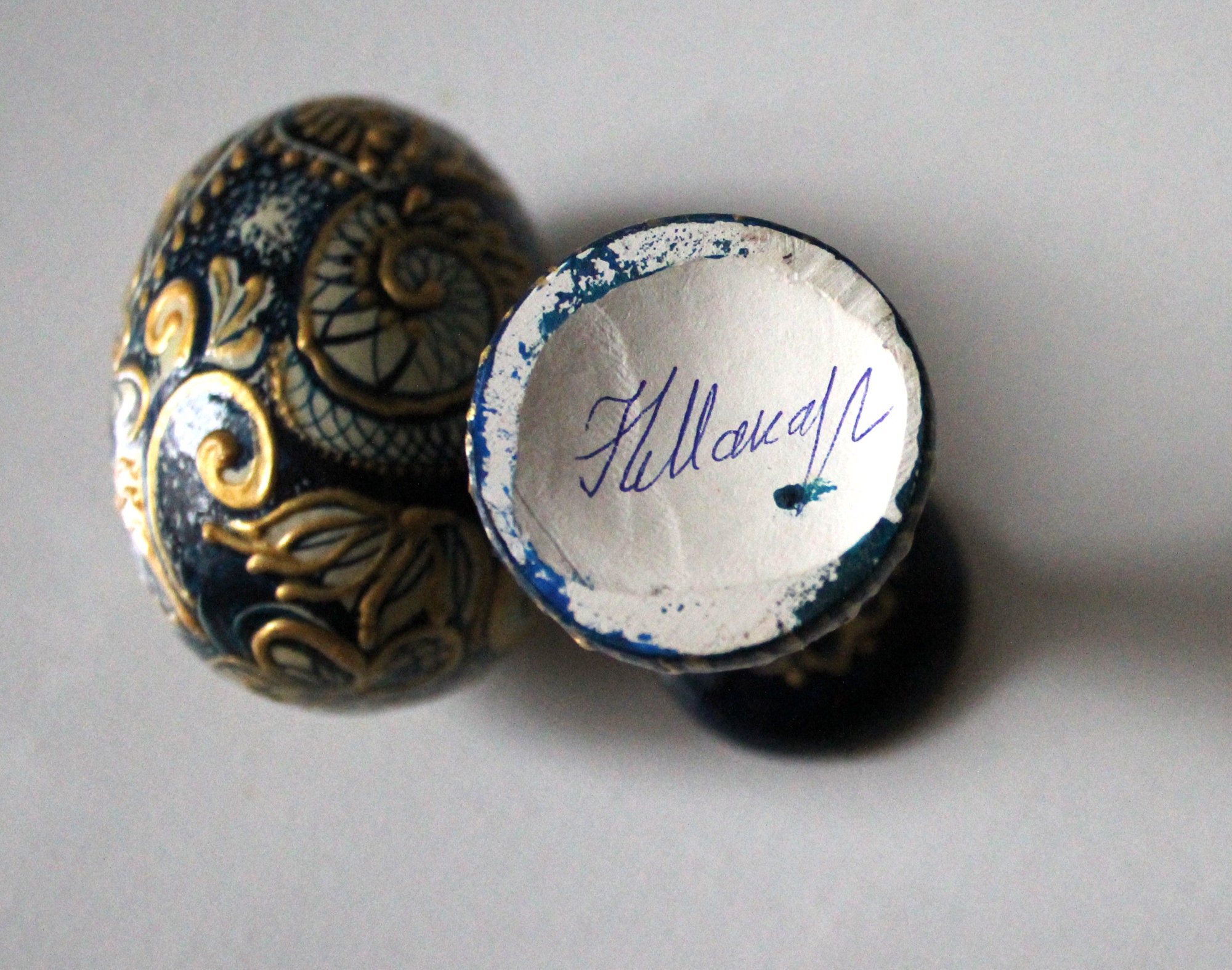Easter Egg Blue, Painted Wooden Egg, Hand Painted Egg, Decorating Egg ...