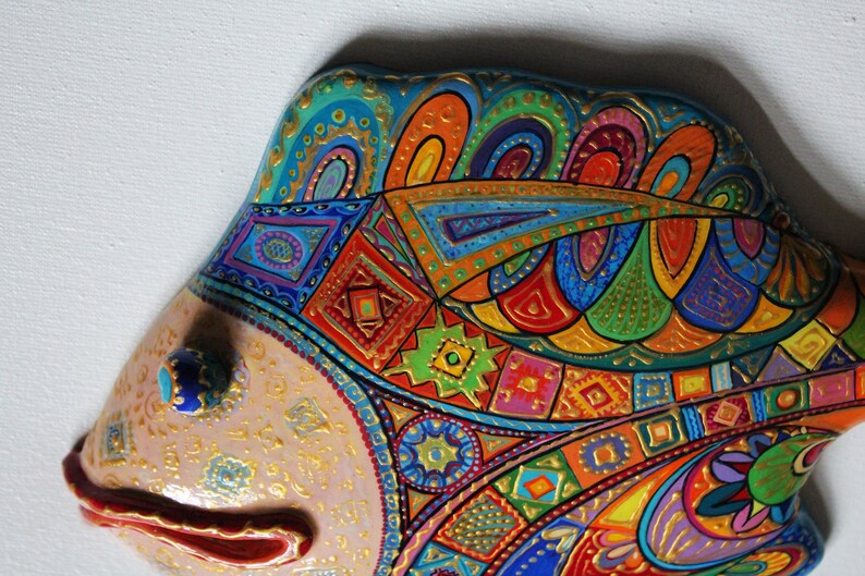 Decor Fish Wall, Decorative Fish Painted by Hand, Fish Wall Hanging ...