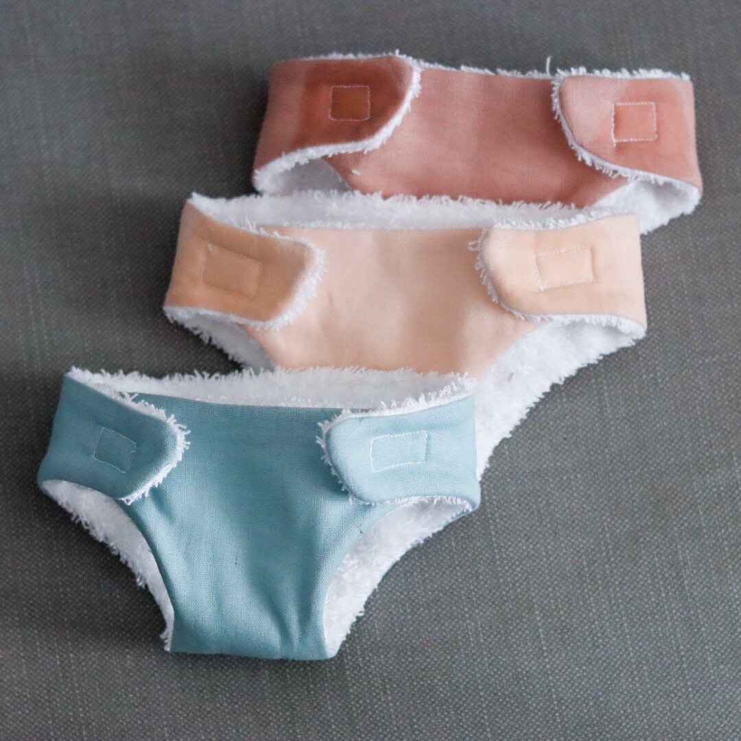 Handmade Linen Doll Nappy for Dinkum Doll. Choice of 3 Colours. Pretend ...