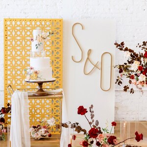 Mid Century Modern Wedding Backdrop Wooden Initials, Modern Letters ...
