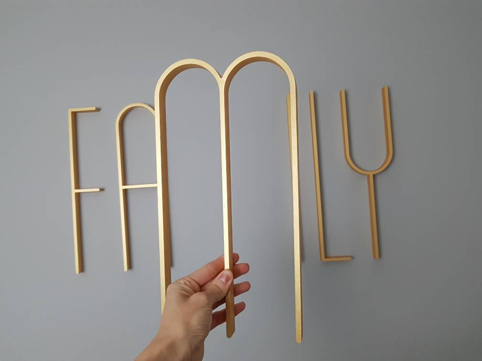 Wood Word Family Sign Mid Century Modern Decor Family | Etsy