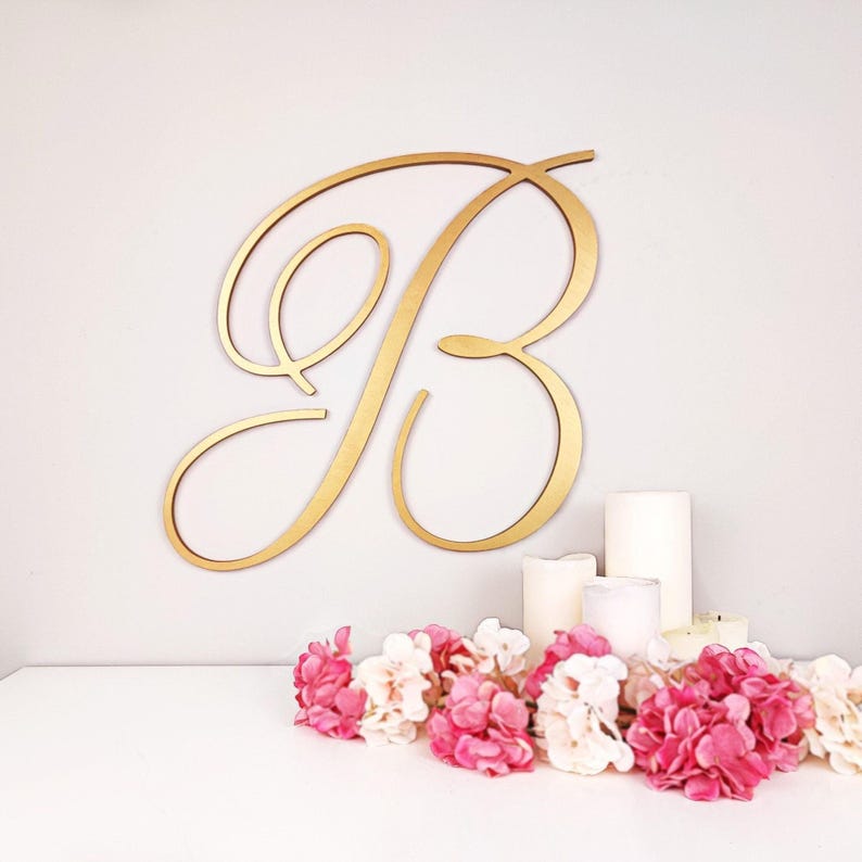 Cursive Wooden Wall Letters, Custom Monogram Wedding Ceremony Backdrop ...
