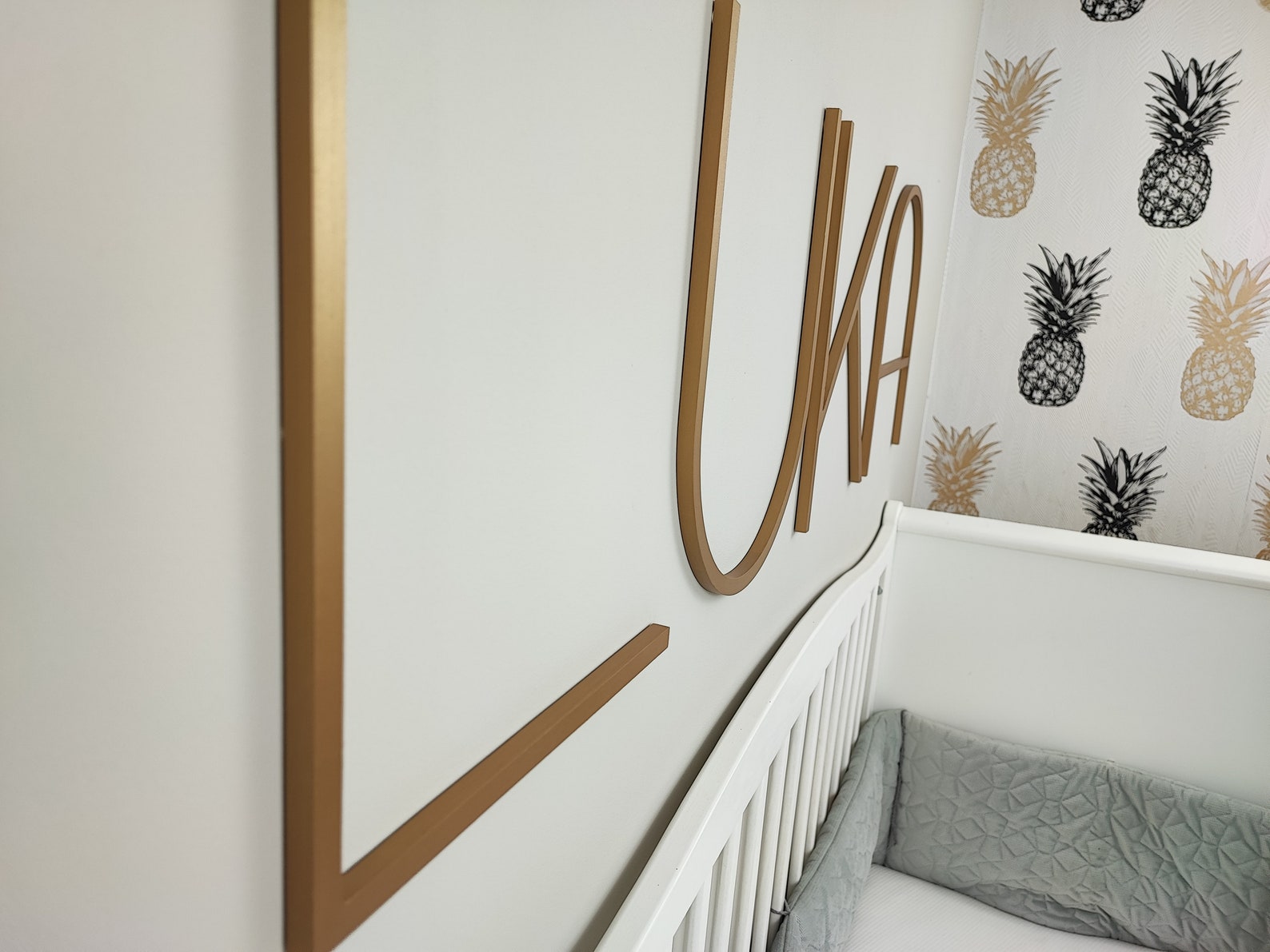 Large Wooden Letters for Wall Decor, Modern Gold Wood Letters Bedroom ...