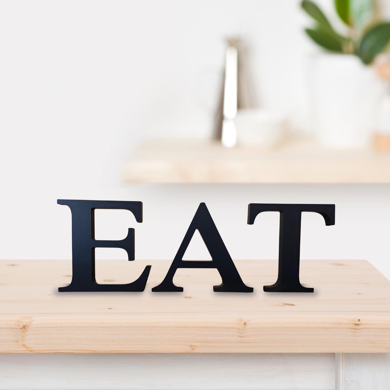 EAT Wooden Letters: Farmhouse Kitchen Shelf Decor - Etsy