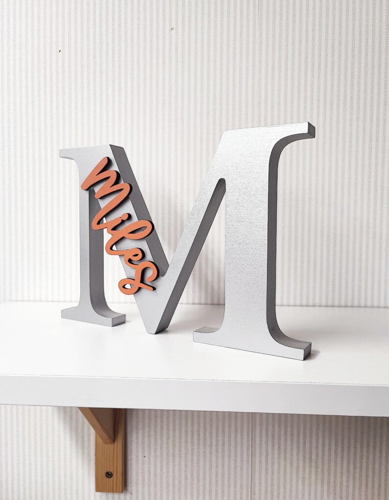 Personalized Standing Wooden Letter With Name, Nursery Shelf Decor ...