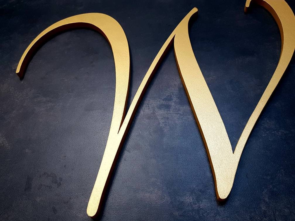 Large letter for wall gold wall letter monogram wooden | Etsy