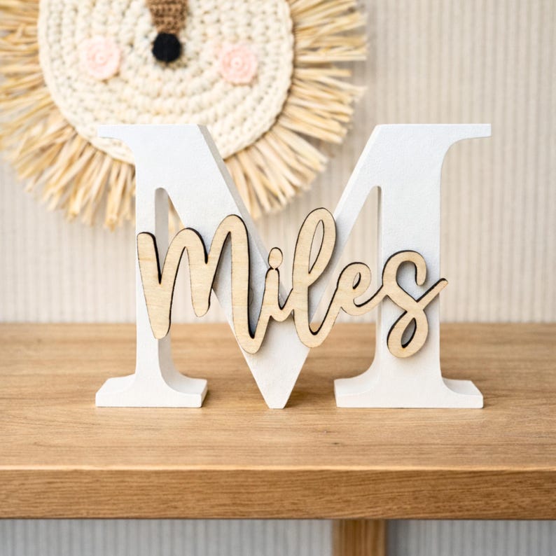 Personalized Standing Wooden Letter With Name, Nursery Shelf Decor ...