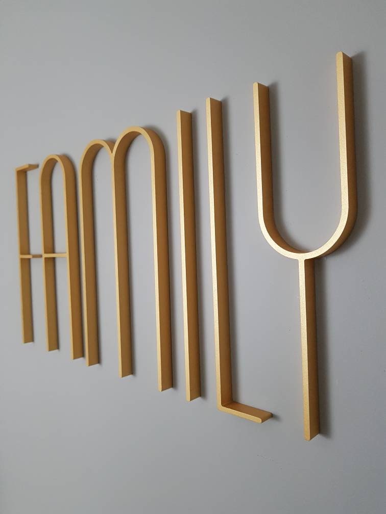 Wood Word Family Sign Mid Century Modern Decor Family | Etsy