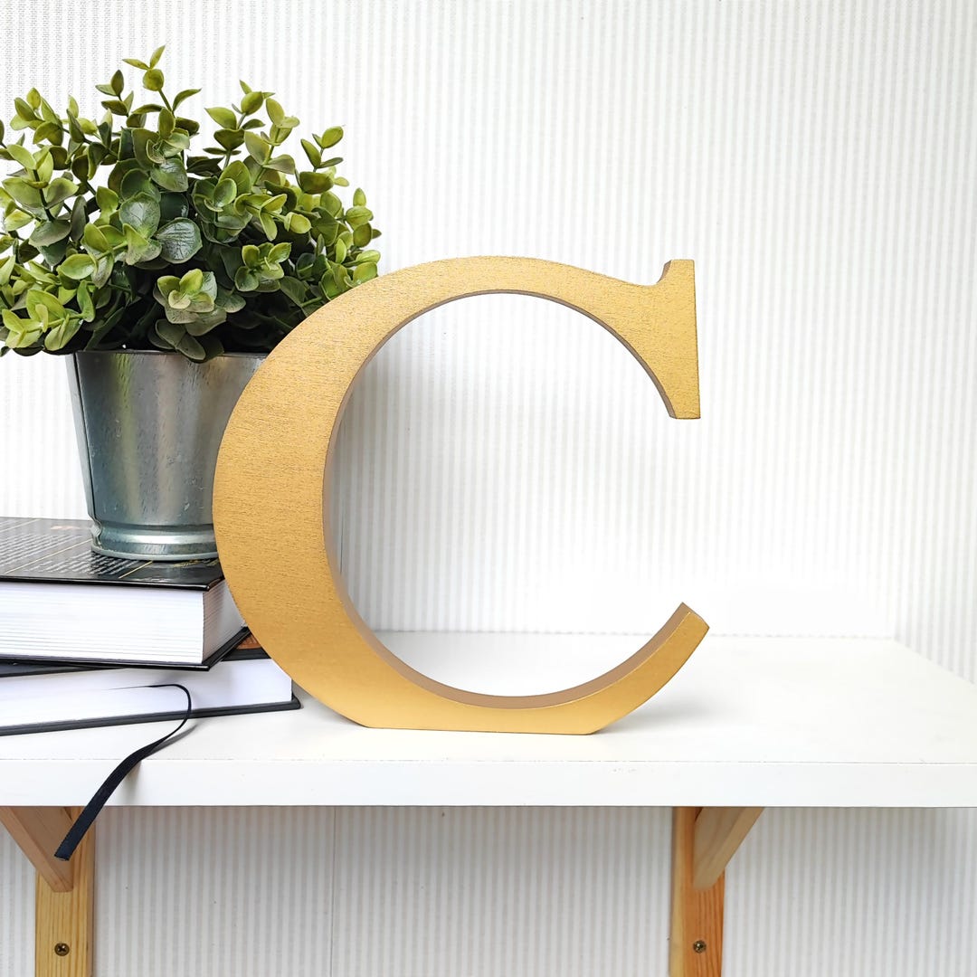 Freestanding Wooden Letter – Personalized Painted Initial for Shelf ...