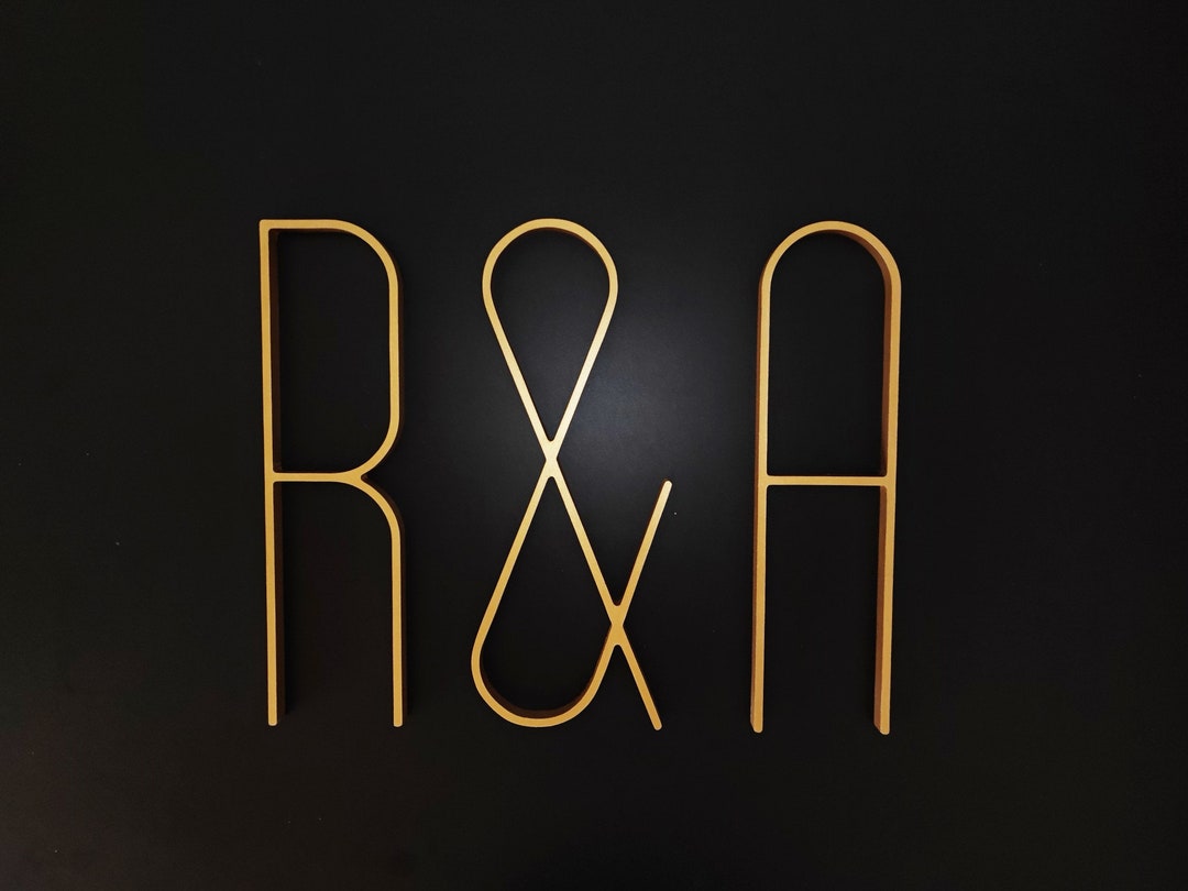 Custom Couple Initials Set Mid Century Modern Bedroom Wall Art, Wood ...
