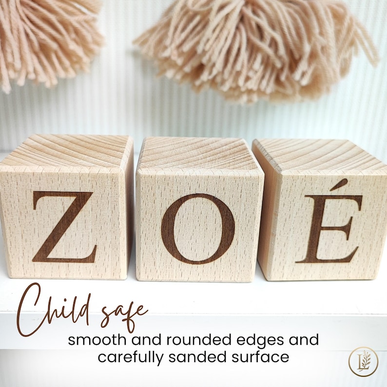 Personalized Baptism Wooden Name Blocks – Engraved Beech Wood ...
