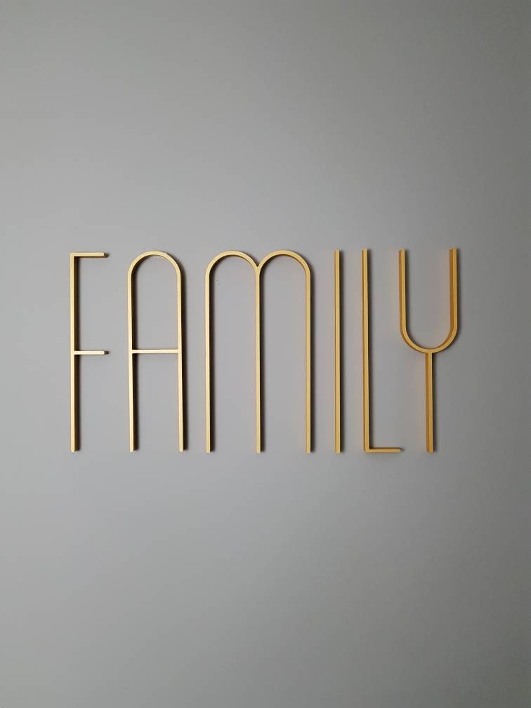 Wood Word Family Sign Mid Century Modern Decor Family | Etsy