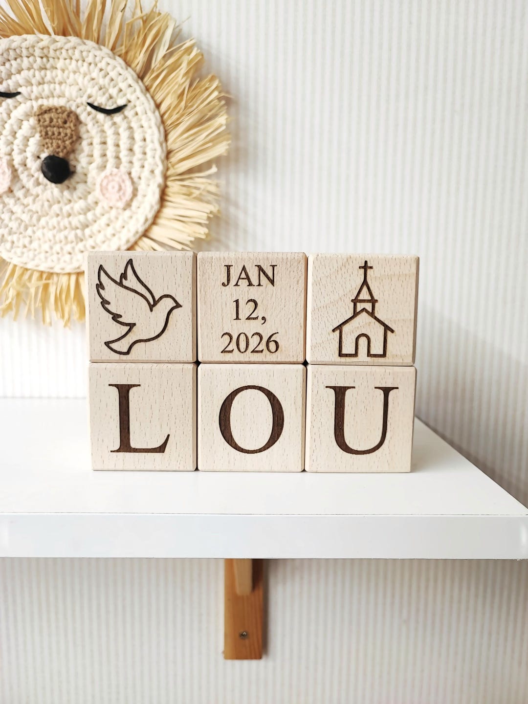 Name Block, Baptism Keepsake, Personalized Wooden Letter Christian ...