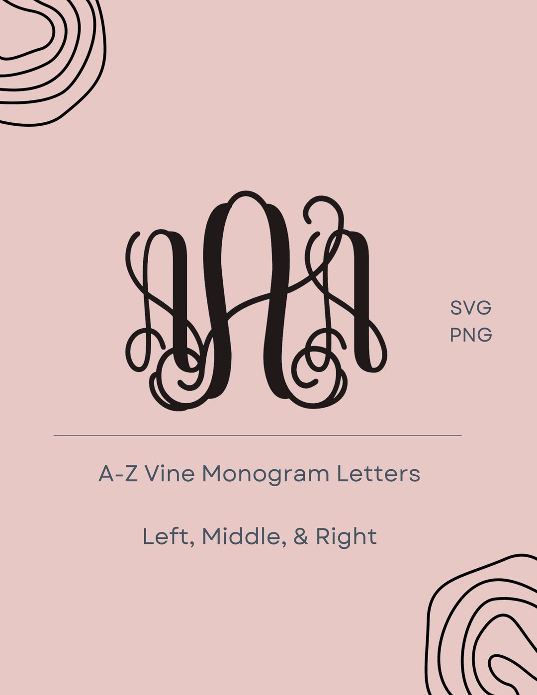 Vine Monogram, Interlocking Vine Monogram, Monogram Letters, Monogram ...