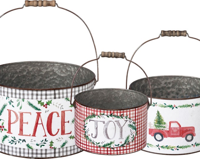 Bucket Set Joy Peace Buckets Nesting Bucket Set - Etsy