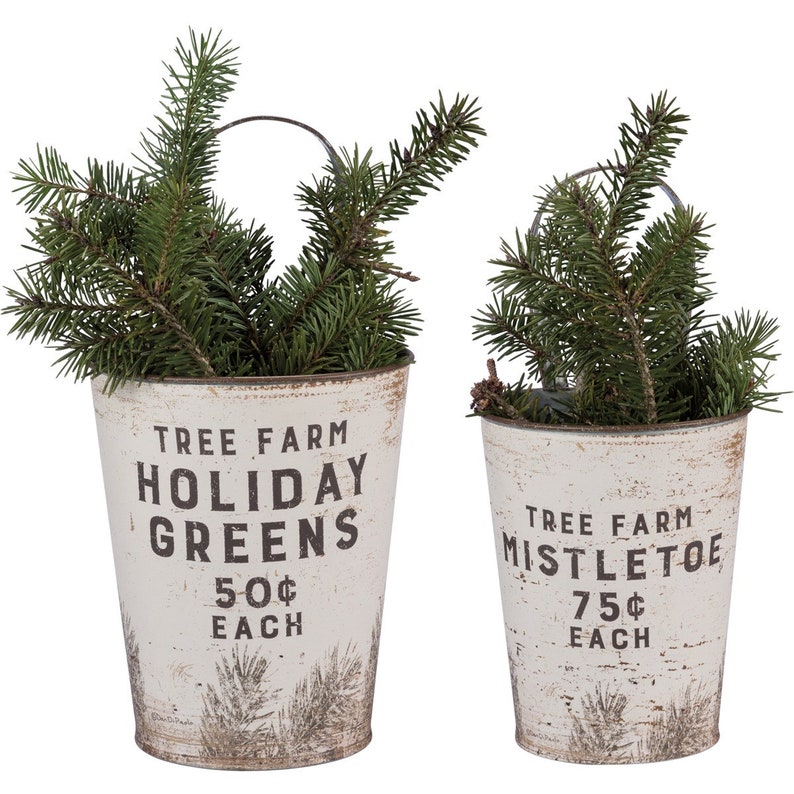 Wall Bucket Set Tree Farm Holiday Greens | Etsy