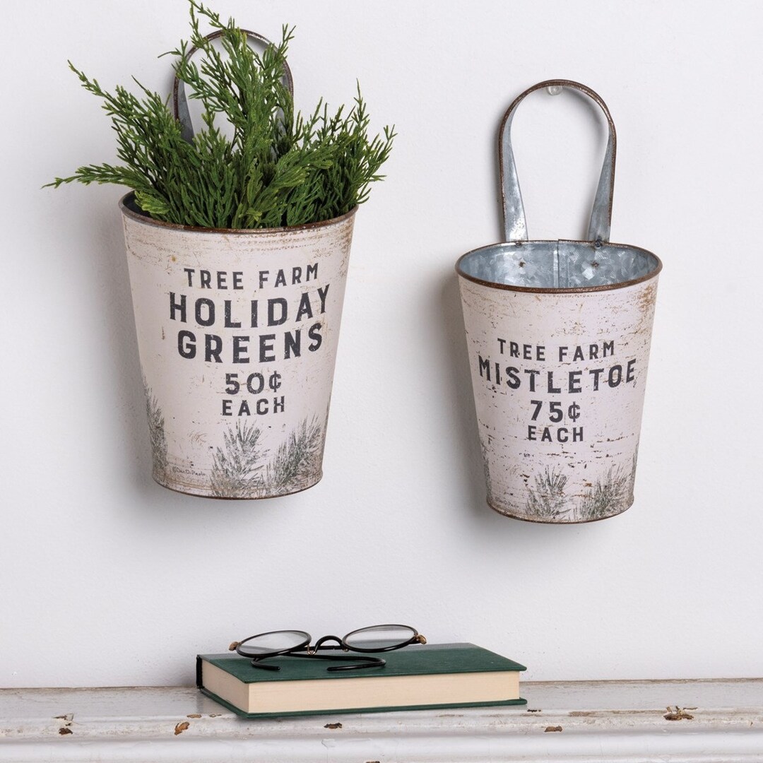 Wall Bucket Set Tree Farm Holiday Greens - Etsy