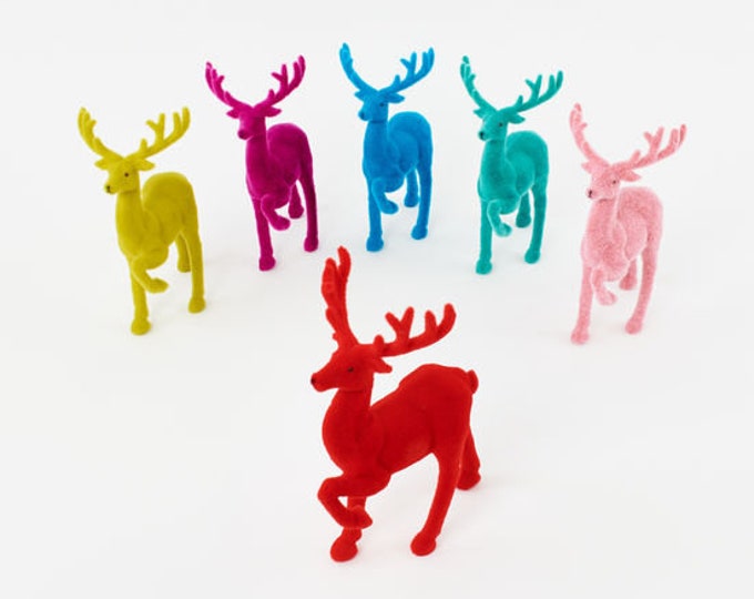 Flocked Reindeer | Large Reindeer | Velvet Reindeer - Etsy