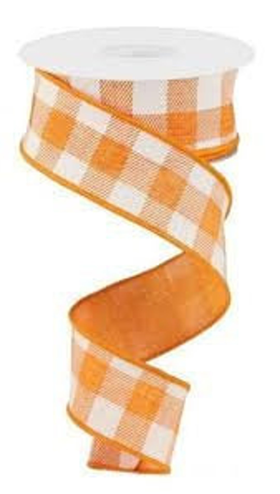 Plaid Check Ribbon Orange Check Ribbon Spring Ribbon Easter Ribbon - Etsy