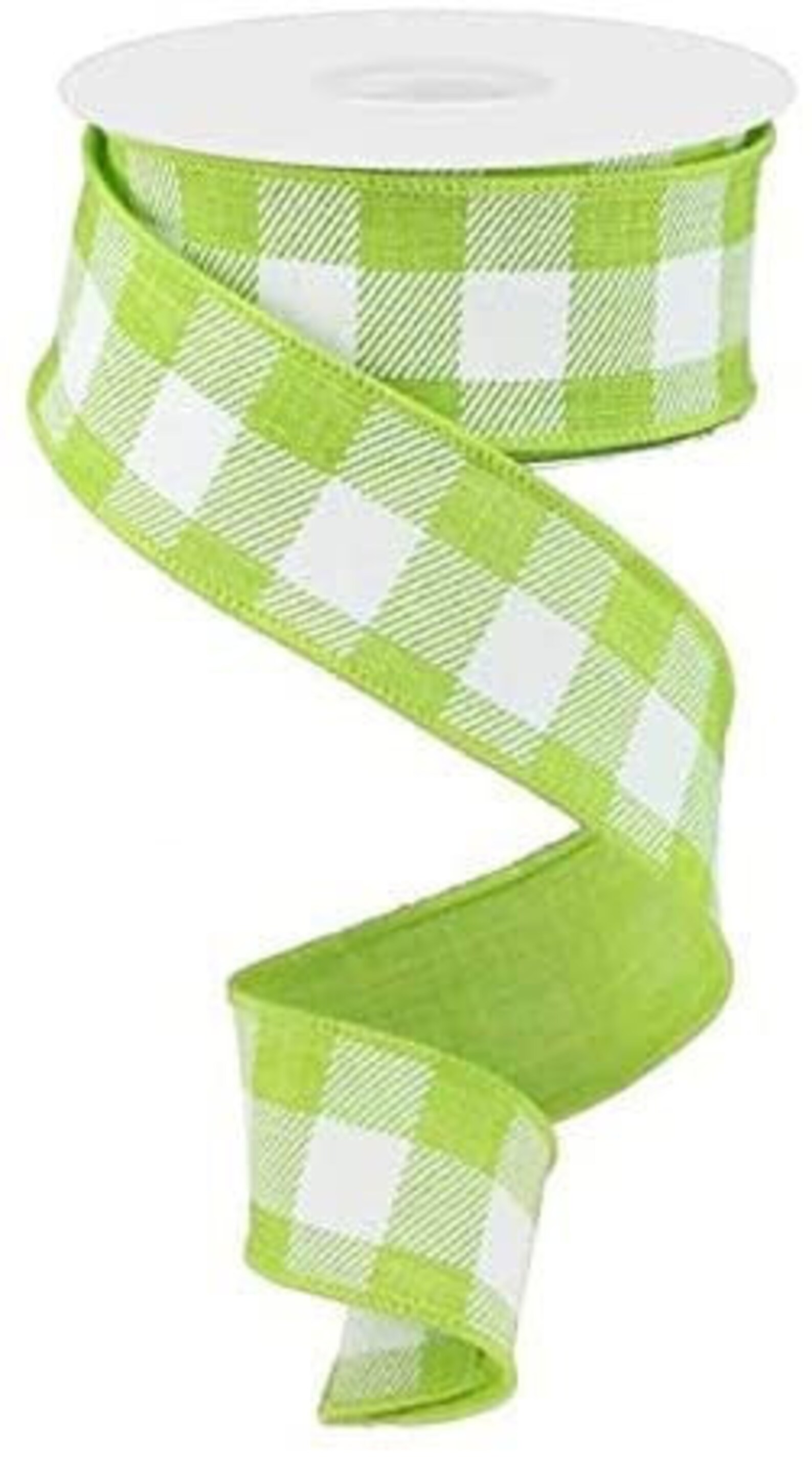 Plaid Check Ribbon Lime Green Check Ribbon Spring Ribbon - Etsy
