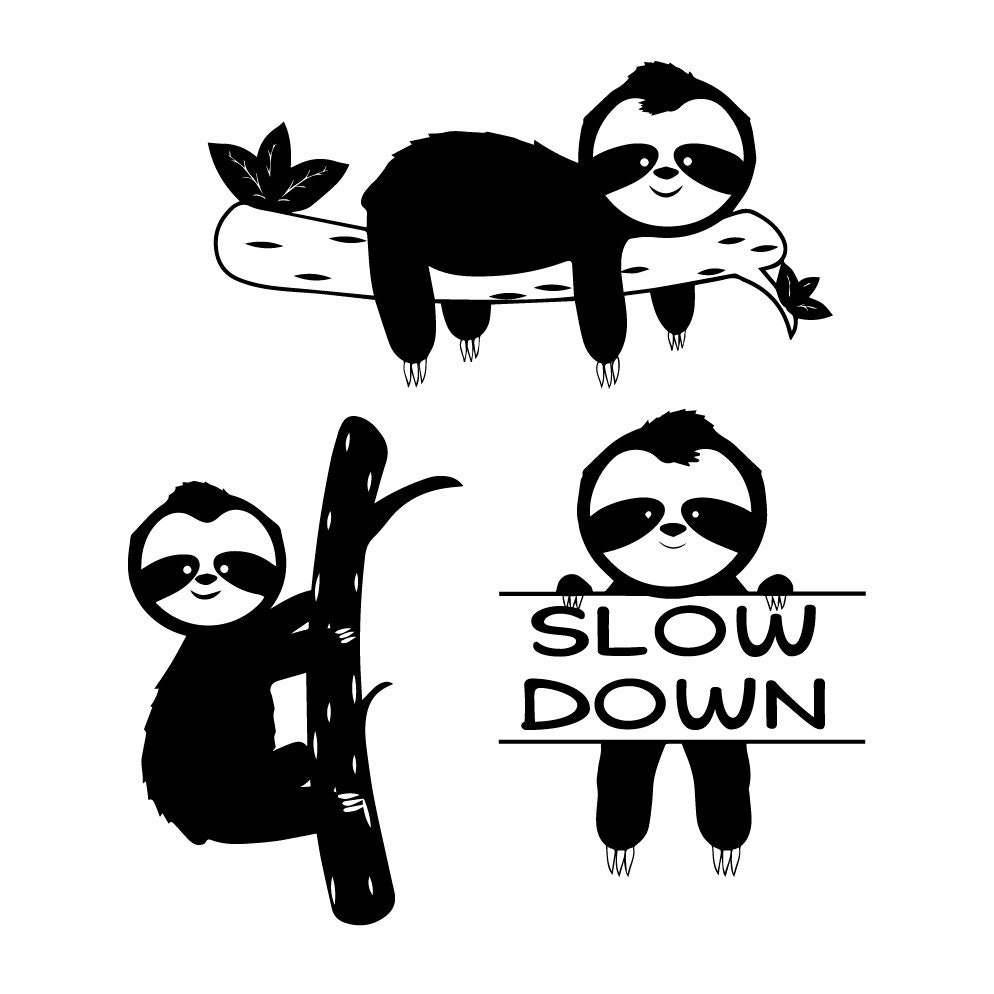 Cute Sloths SVG Cricut Cutter Vector | Etsy