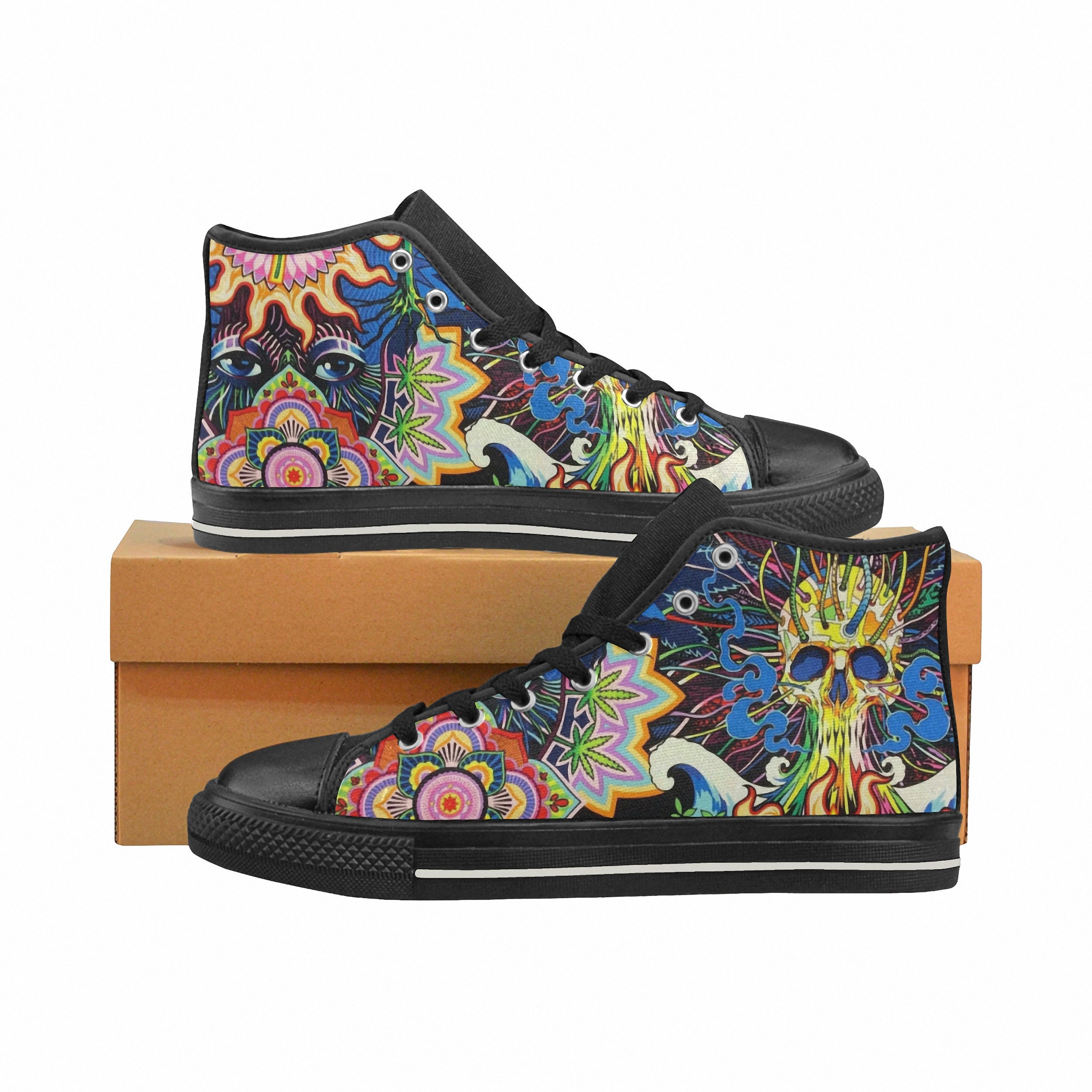 Shoes Fashion Womens Canvas Low Top Sneaker Psychedelic Evil Eye Charm ...