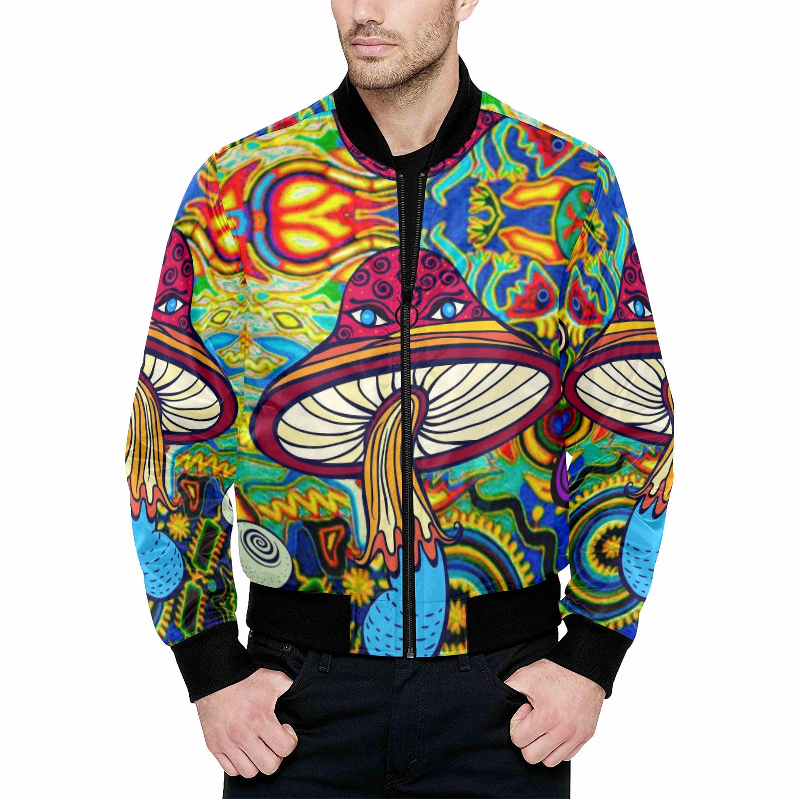 Psychedelic Jacket Magic Mushroom limited Edition Stoner Jackets 4/20 ...