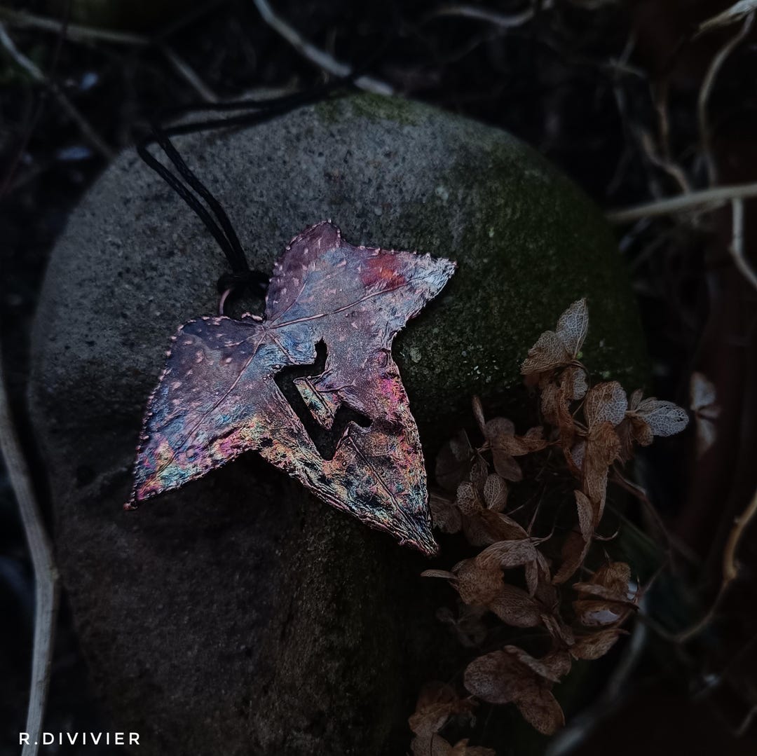 Rune Leaf Perthro/ Galvanized Jewelry/copper Jewelry/fantasy/medieval ...
