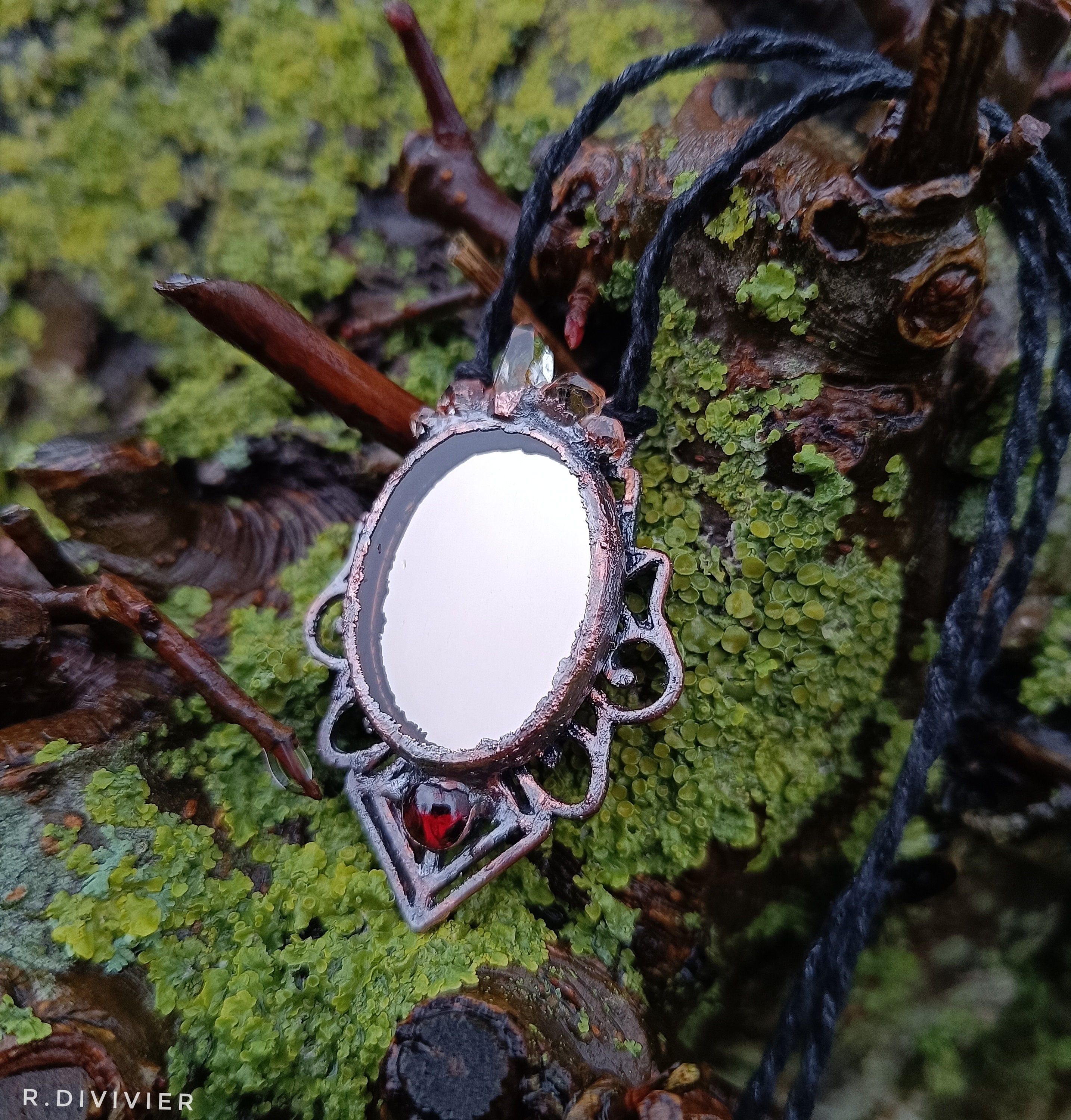 Mirror/garnet/petroleum Quartz/jewelry/copper Jewelry/jewelry/handmade ...