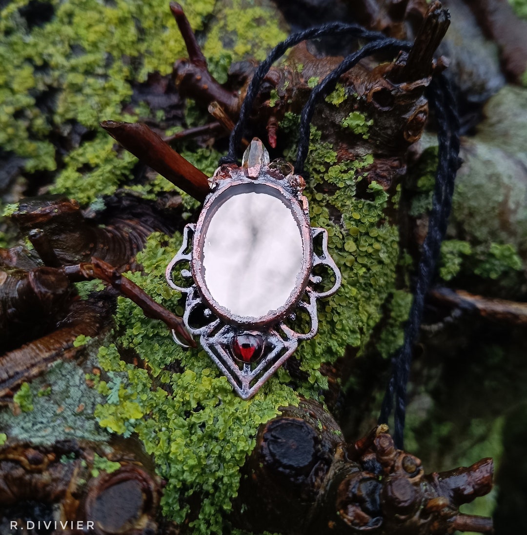 Mirror/garnet/petroleum Quartz/jewelry/copper Jewelry/jewelry/handmade ...