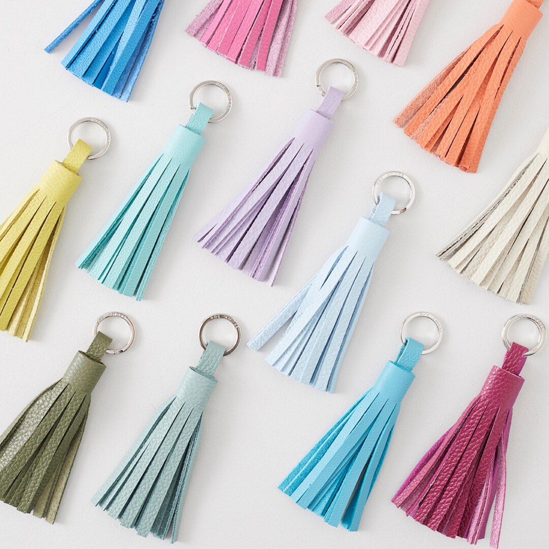 Handmade Leather Tassel Keychain: Bag Charm Keyring - Etsy