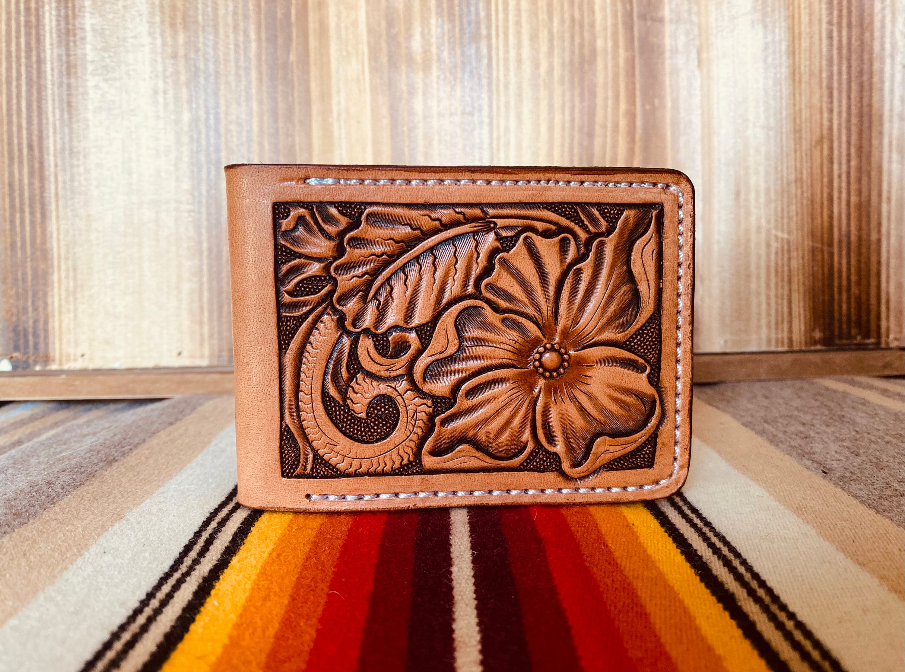 Tooled Men’s Leather Bifold Wallet - Etsy