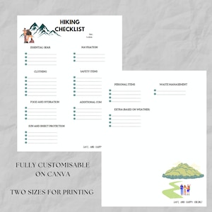 Printable Hiking Checklist, Editable Travel Checklist, Hiking Trip ...