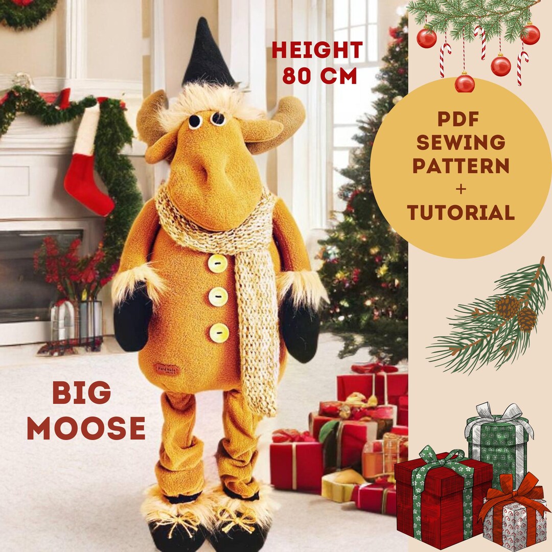 Pattern Pdf Big Moose + Tutorial for Christmas. Large Moose DIY ...