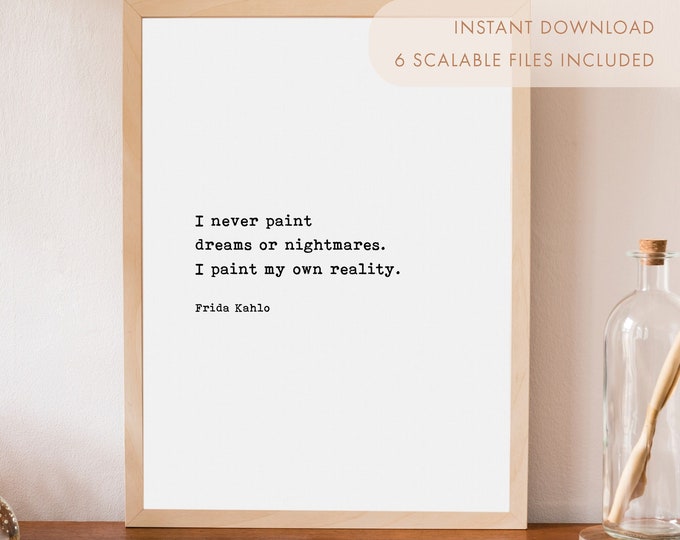 Printable Frida Kahlo Quote Wall Art, Minimalist Typewriter Style ...