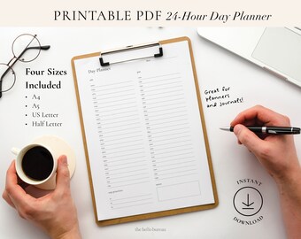 24 Hour Daily Planner, Hourly Schedule, Time Blocking, Daily to Do List ...