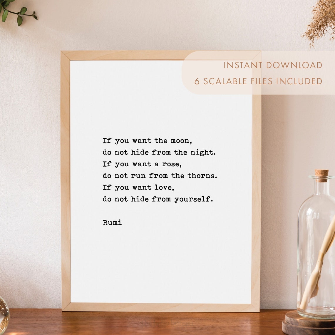 Printable Moon Rumi Quote Wall Art, Rumi Poetry Print, Spiritual Home ...