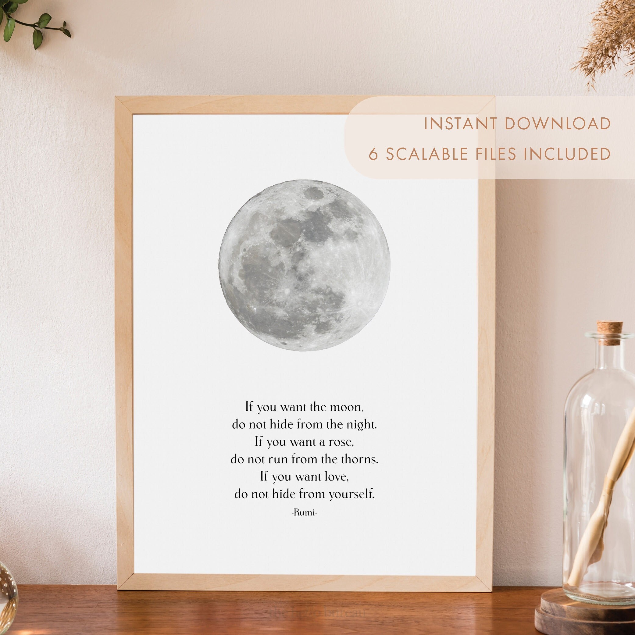 Printable Moon Rumi Quote Wall Art Rumi Poetry Print - Etsy