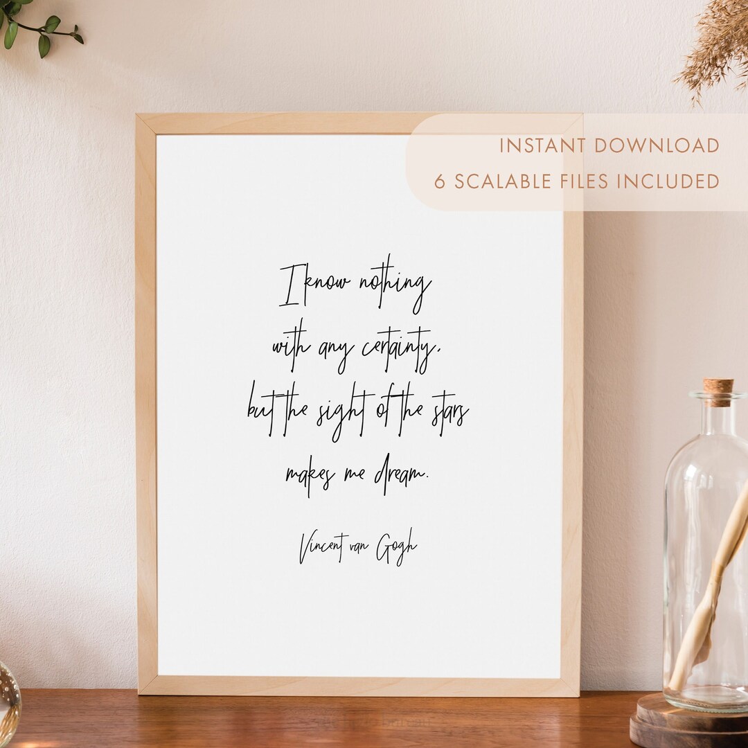 Printable Van Gogh Quote Wall Art, Minimal Handwriting Style Poster ...