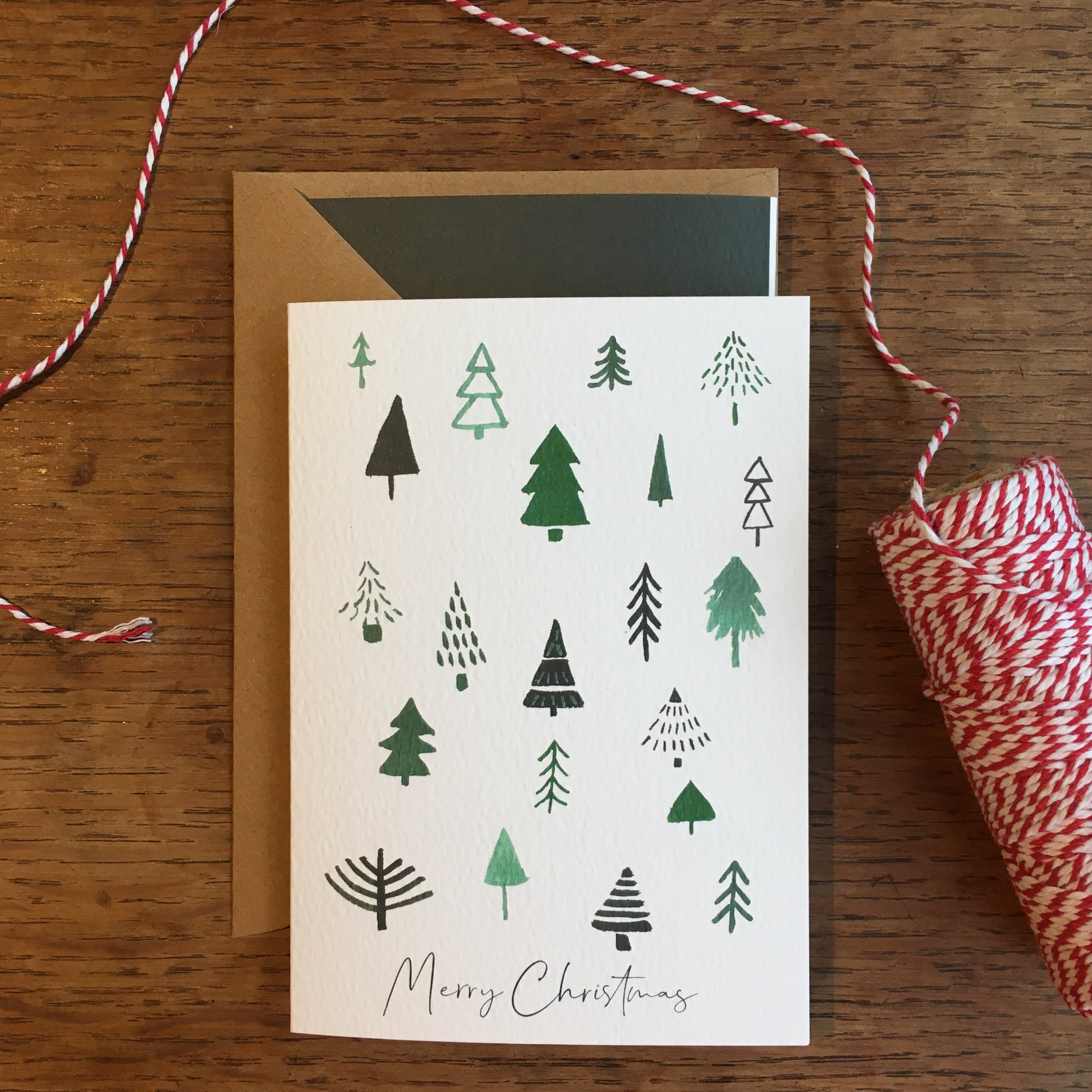 Christmas Card Illustrated Trees - Etsy