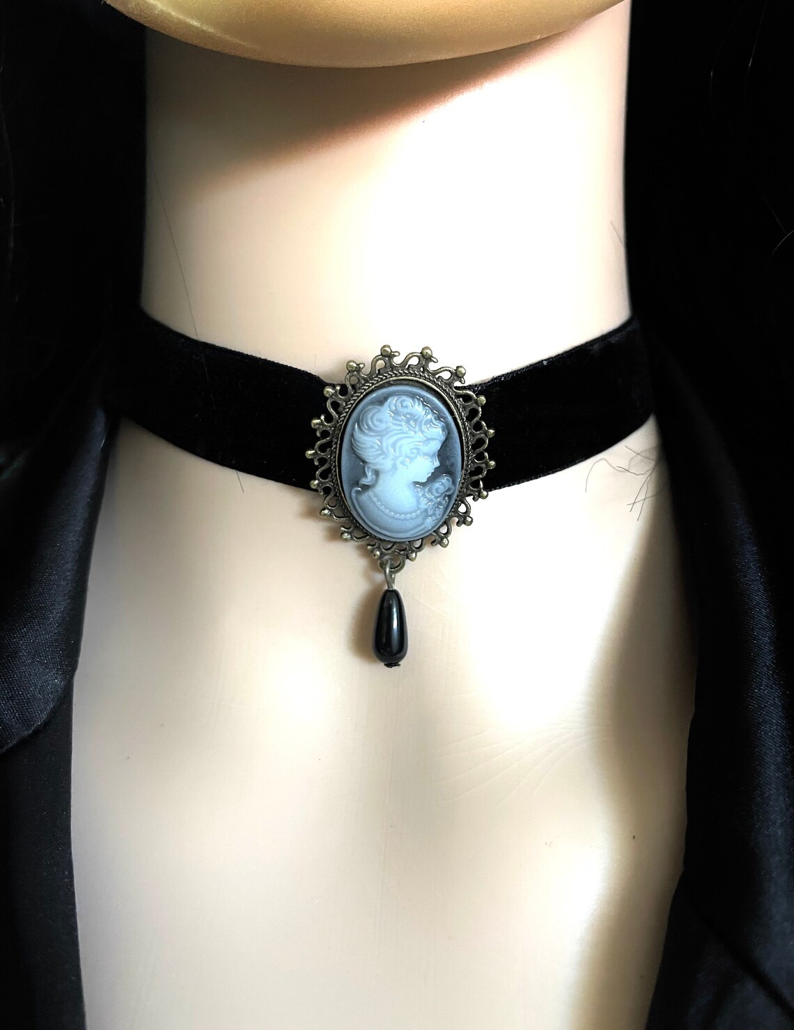 Statement Collier Choker Necklace, Lace, Cameo, Choker, Lady Cameo Lace ...