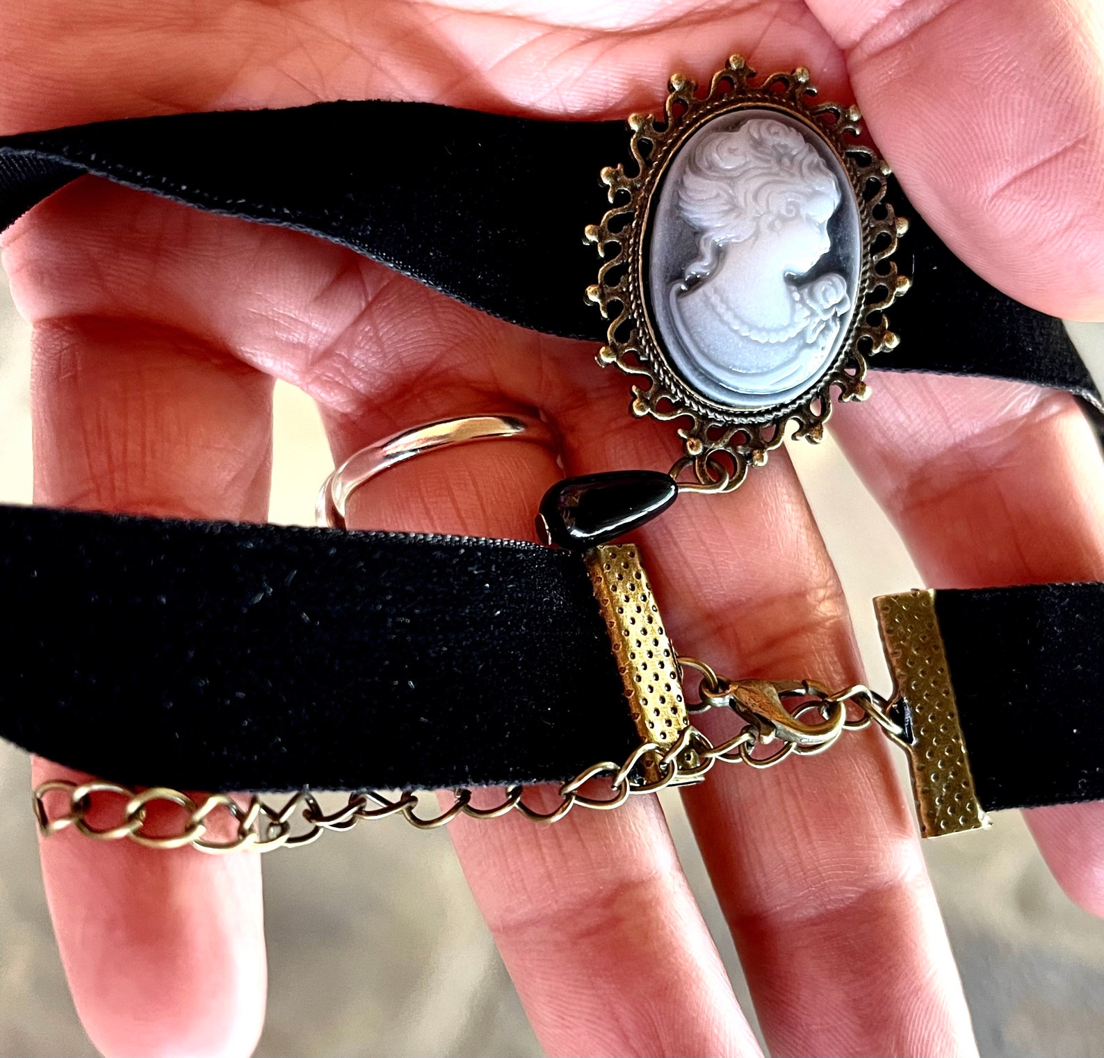 Statement Collier Choker Necklace Lace Cameo Choker Lady - Etsy