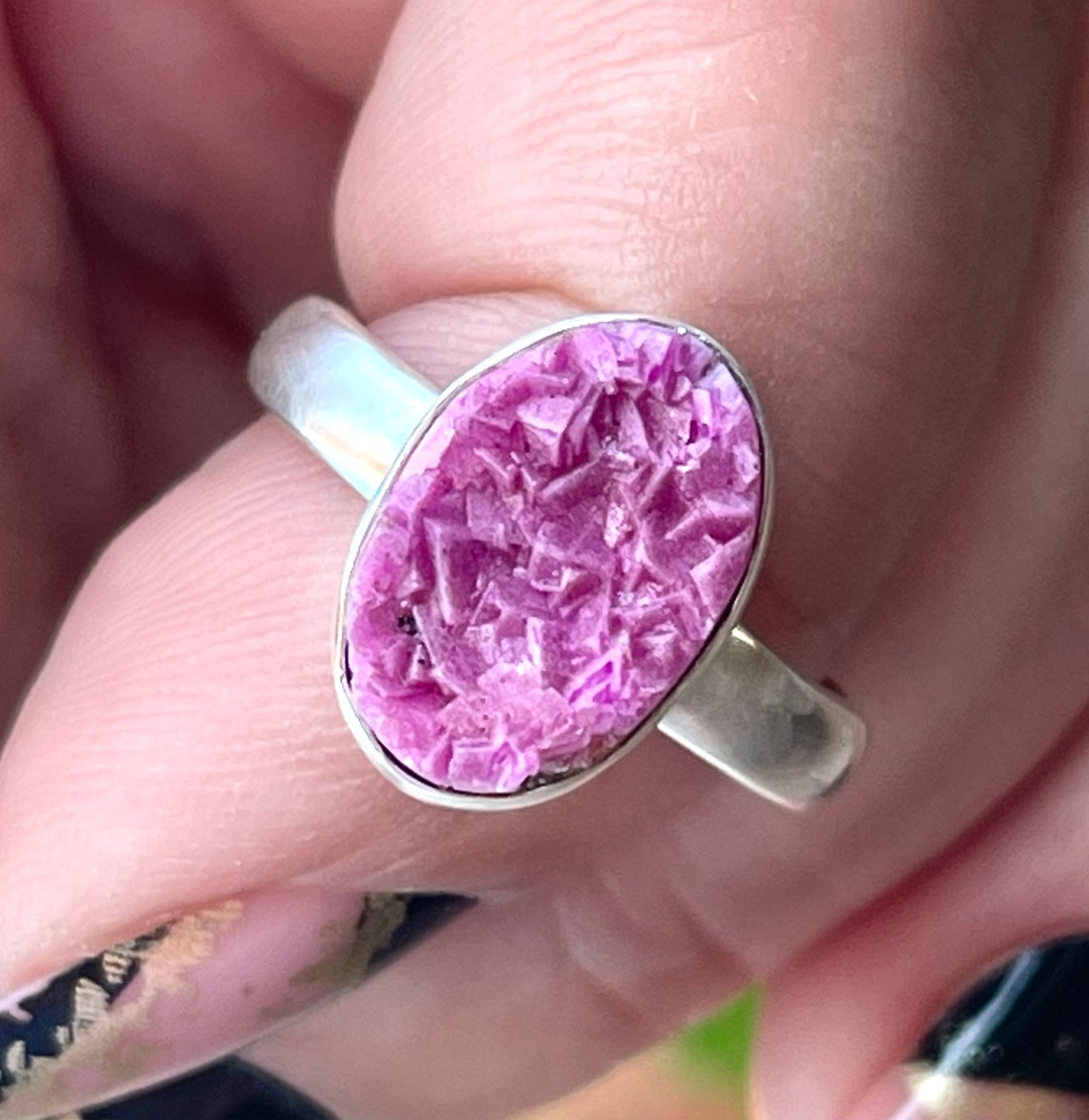 Pink, Cobalt, Calcite, Druzy, Ring, Size 7, Aphrodite Stone - Etsy